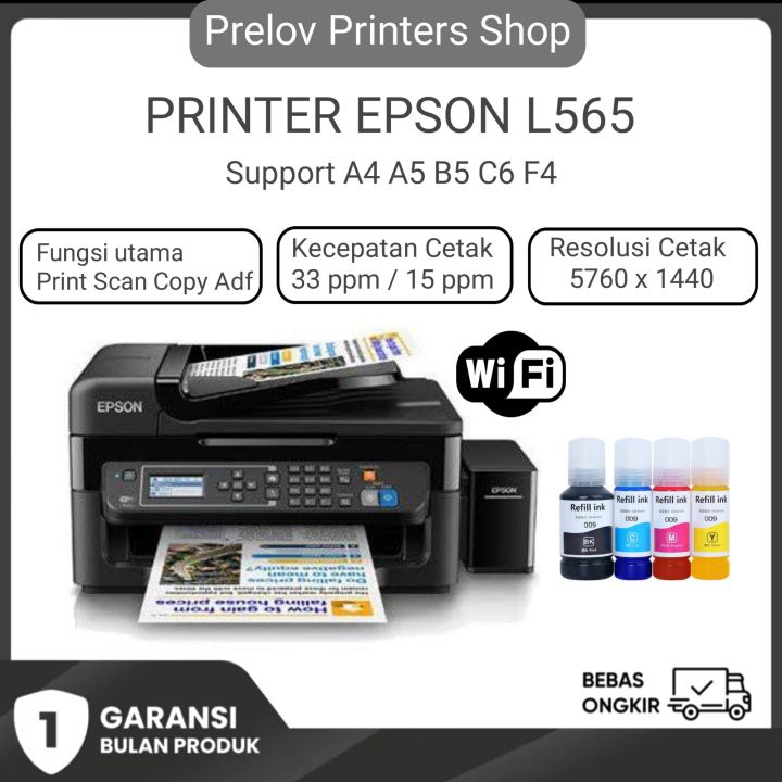 Mesin FotoCopy Epson L565 Print Scan Copy Wi-Fi ADF Kaca scan F4 ...