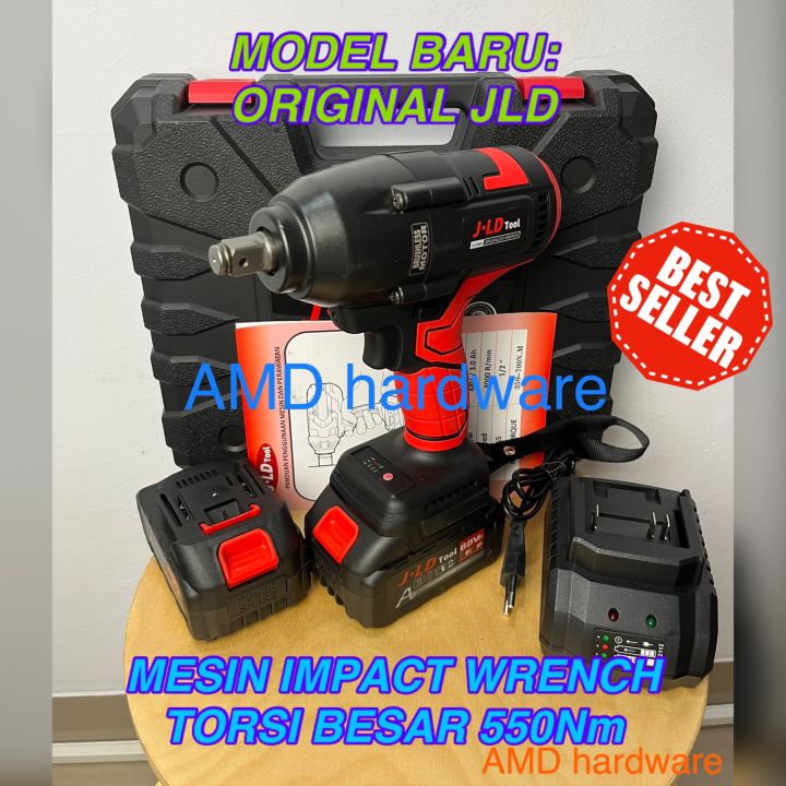 JLD 88F CORDLESS IMPACT WRENCH TORSI 550Nm 600Nm MESIN BOR BUKA SOCK ...
