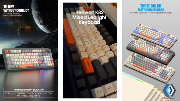 OVIN K82 Mechanical Keyboard Mixed Ledlight 94Key Contrast Color Wired ...