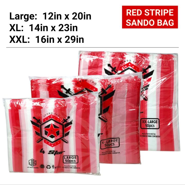 Sando Bag / Plastic Bag Red Stripe - 4 Star Red Sando Bag Large, XL ...