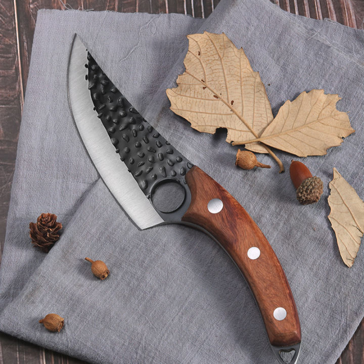 Hammer Forged Rosewood Handle Ring Machete Boring Knife Sever Knife ...