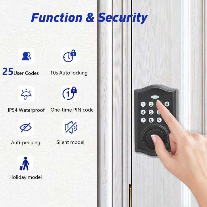Keyless entry door lock - electronic door lock with keypad, smart latch ...