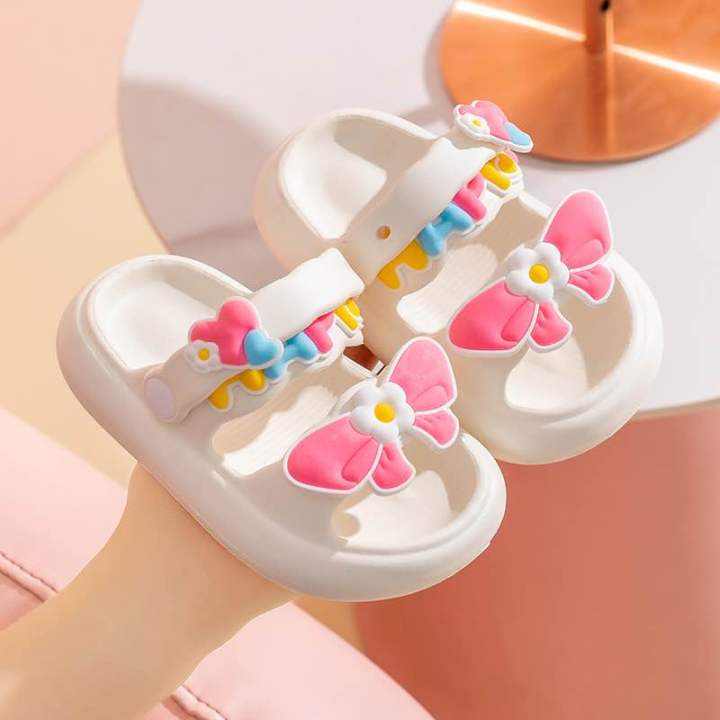 Jenisa (พร้อมส่ง)รองเท้าเด็ก รัดส้น แต่งลายผีเสื้อ นิ่ม เบา ระบายดี ...