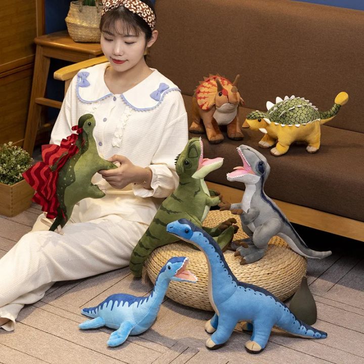 Realistic Plush Dinosaur Toys Stegosaurus Triceratops Velociraptor ...