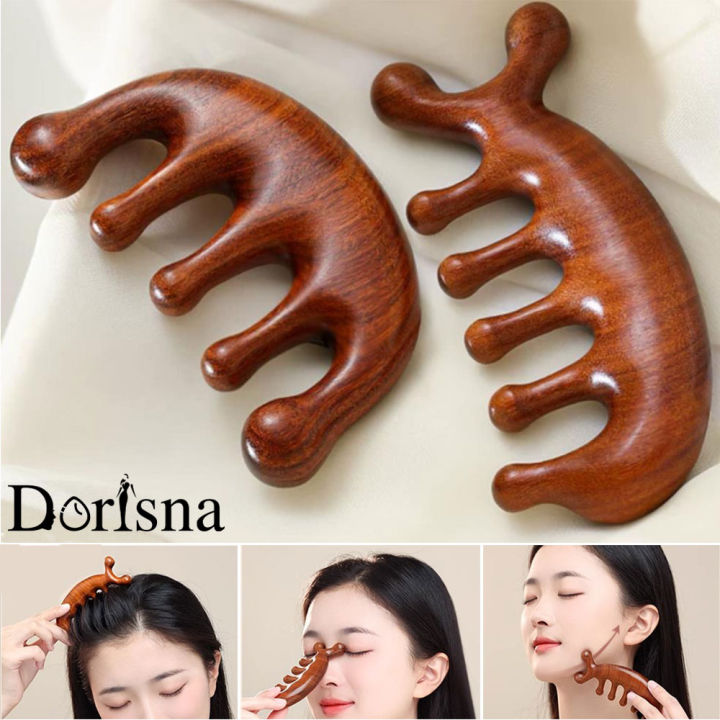 Dorisna Sandalwood Massage Comb Dredge Meridian and Scalp Massage Comb ...
