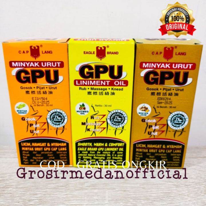GPU MINYAK URUT - AROMA SEREH JAHE PALA - MINYAK GPU CAP LANG | Lazada ...