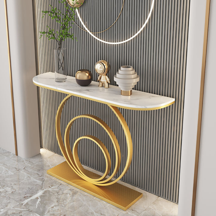 Modern Minimalist Semi-Circular Entrance Table against the Wall Ultra ...