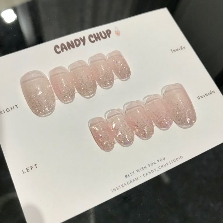 Candy chup. เล็บเจล เล็บปลอม ปลายกากเพชร | Lazada.co.th