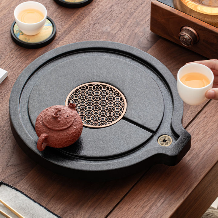2025 New round Stone Mill Tea Tray Home Drainage Tray Tea Tray Tea Set ...
