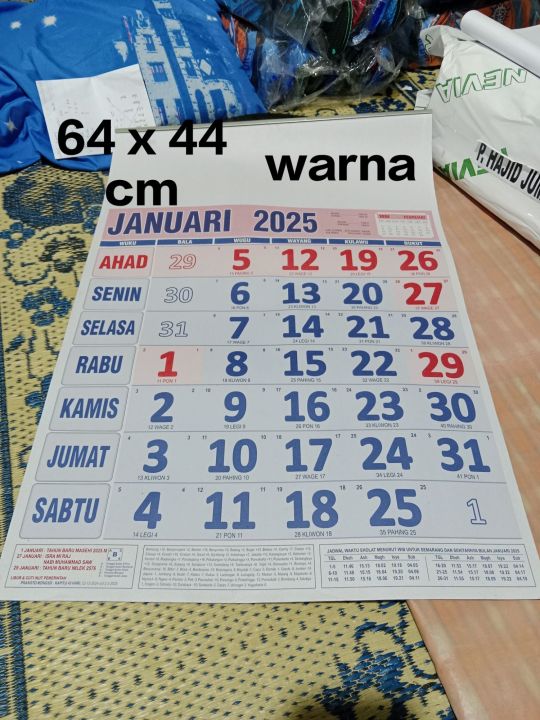 Kalender dinding 2025 lengkap/ kalender almanak/ kalender (65 x 43 cm ...