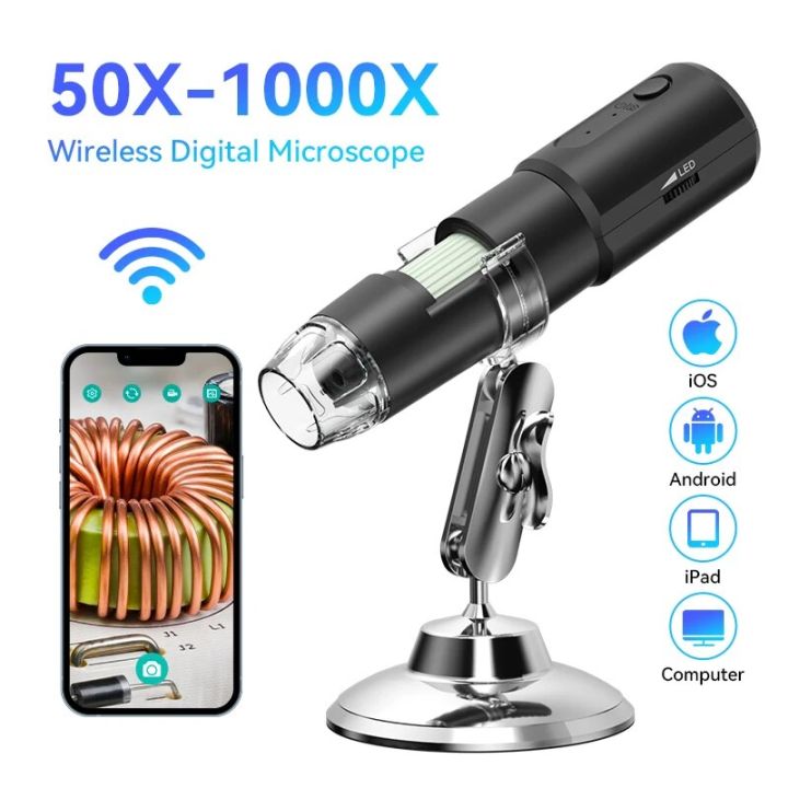 Wireless Digital Microscope 50X-1000X Magnification Flexible Stand for ...