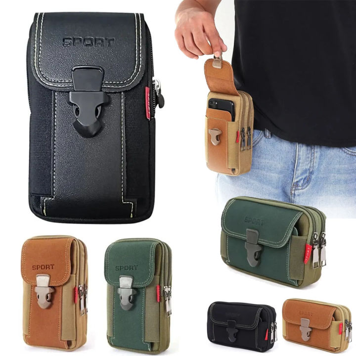 Unisex กระเป๋าเข็มขัดกระเป๋าโทรศัพท์มือถือสําหรับชายโทรศัพท์ HOLSTER ...