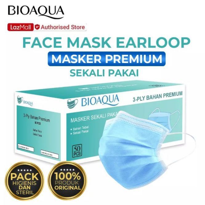 BIOAQUA Official READY 1 Box isi 50pcs Masker 3 Ply Bahan Premium ...