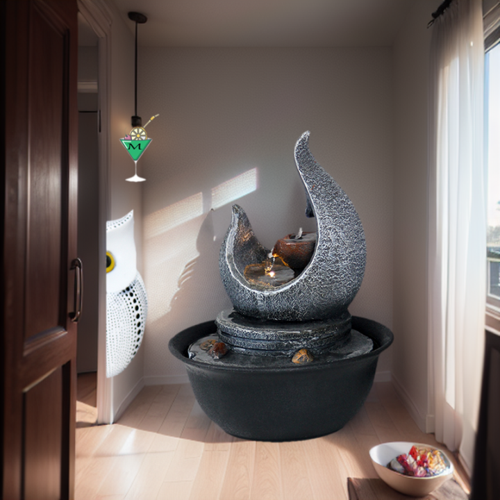 Simple modern home fountain and flowing water decorations in the living ...