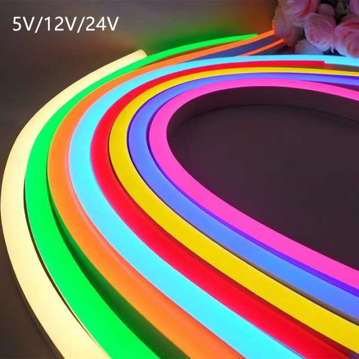 5V 12V 24V LED Neon Strip Light 6 มม.แคบเชือก Flex เทปซิลิคอนหลอดบาร์ ...