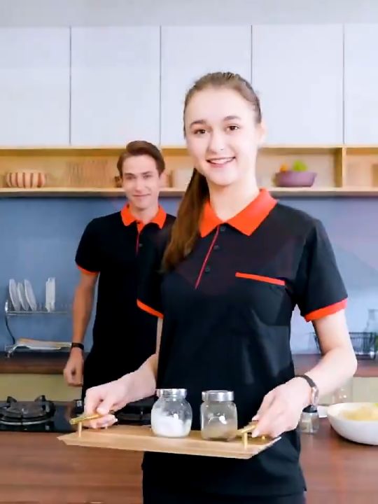 Ready Stock Pure Cotton Breathable Short-sleeved Uniform Staff Uniform ...