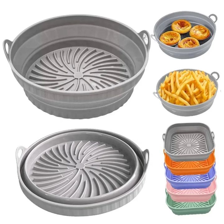 S&S 8 Inchs Foldable Silicone Bowl Air Fryer Silicon Baking Pan For ...