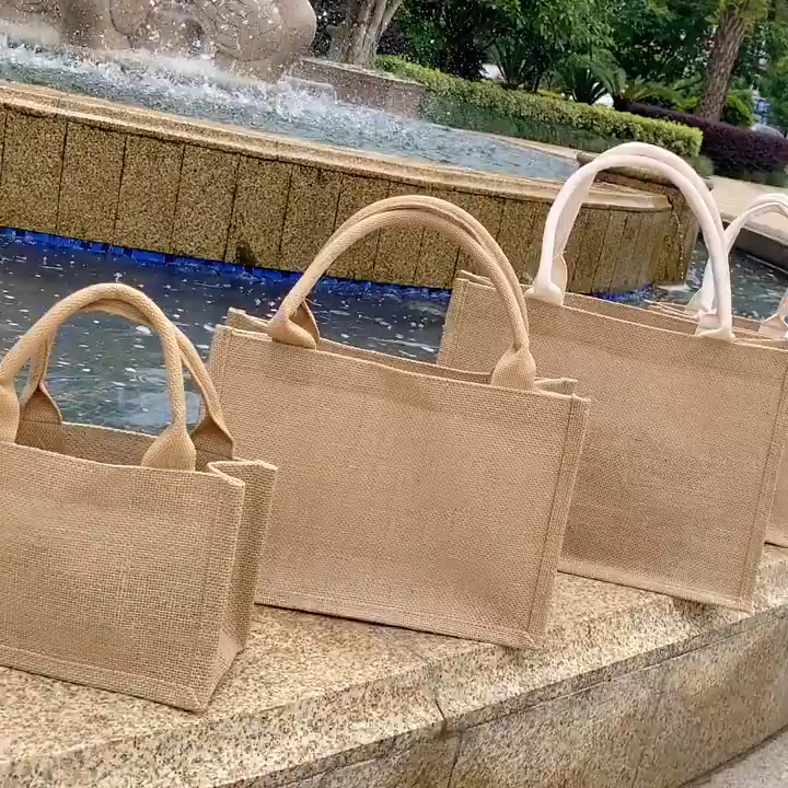 FAMILY`S CHOICE Linen Hand Bag Abaca Bag DIY Hand-painting Tote Bags ...
