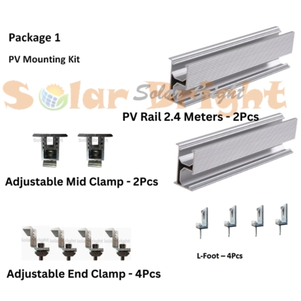 PV Aluminum Railings Roof Solar Panel Mounting Rail 2.4 2.2 Meter 2 or ...