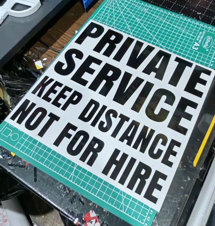 PRIVATE | SERVICE | NOTE FOR HIRE | KEEP DISTANCE | car sticker | decal ...