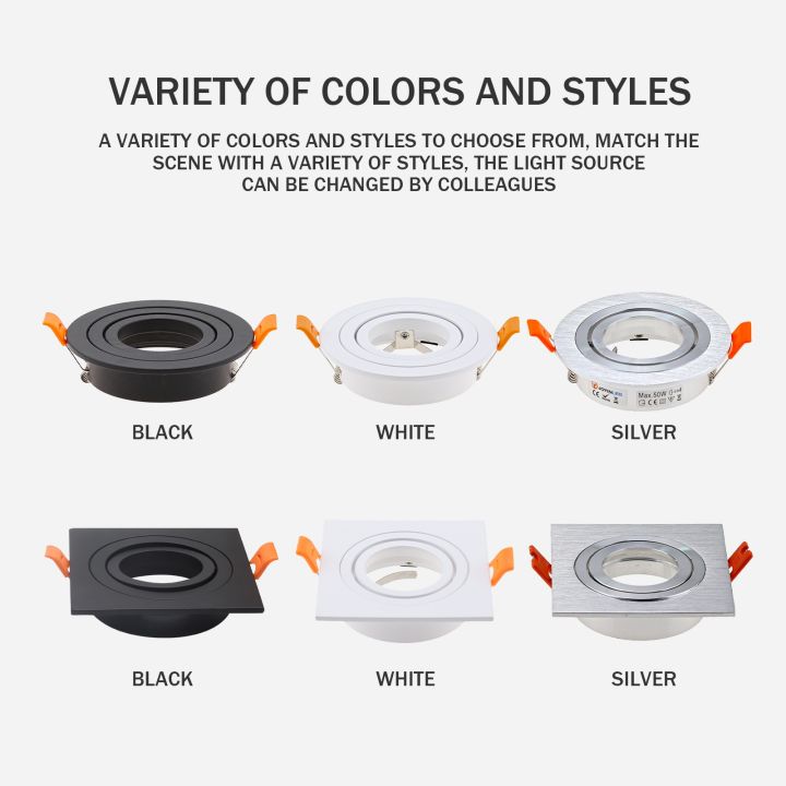 Square LED Recessed Ceiling Downlight Cutout70MM Mounting Frame GU10 ...