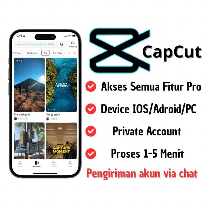 CapCut Pro Premium 1 bulan bergaransi | Lazada Indonesia