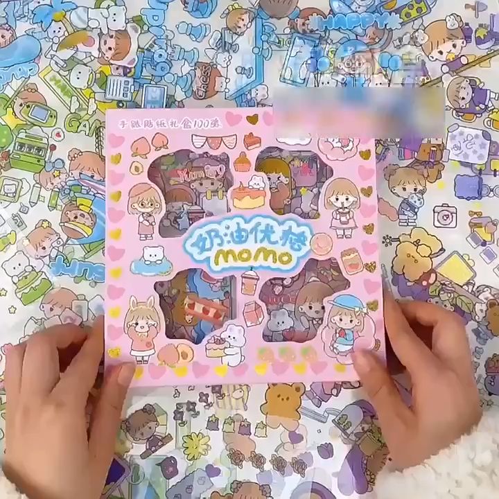 100/20 Sheets Cute Cartoon Stickers Set, Kawaii Boxed Sticker Set ...