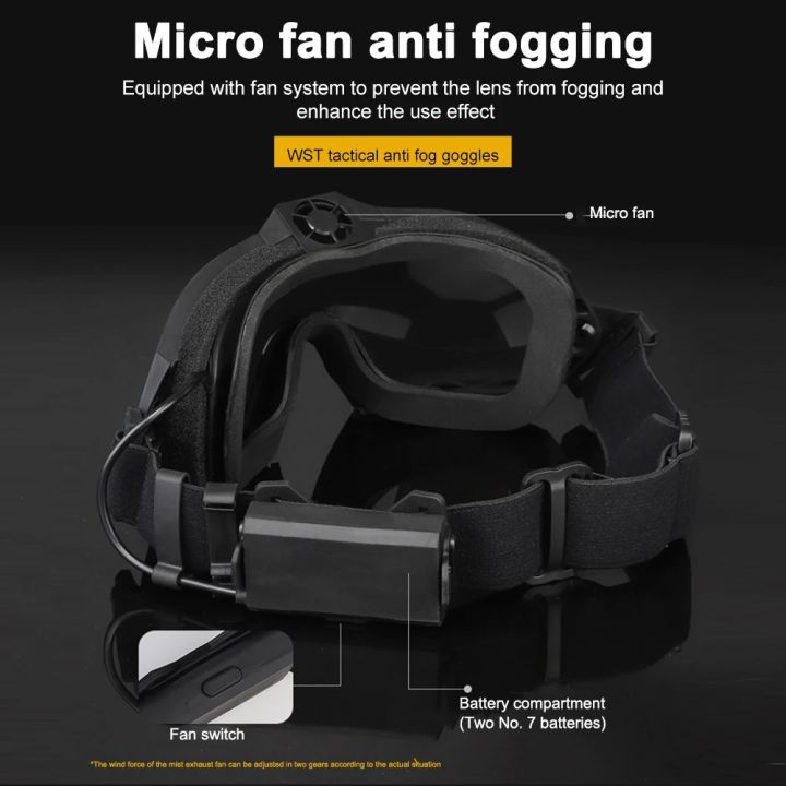 Outdoor Sports Glasses with Micro Fan Airsoft Paintball Goggles Scratch ...