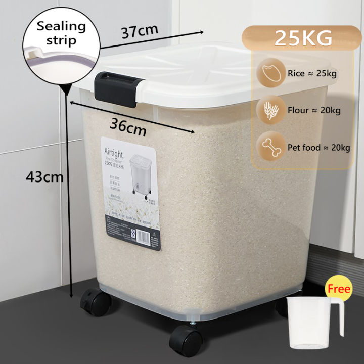 High Capacity Rice Dispenser 25Kilos Cereal/Rice Storage Airtight ...