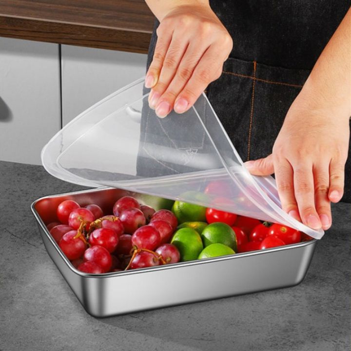 410 Stainless Steel Box Kitchen Storage Box Fresh-keeping Box with Lid ...