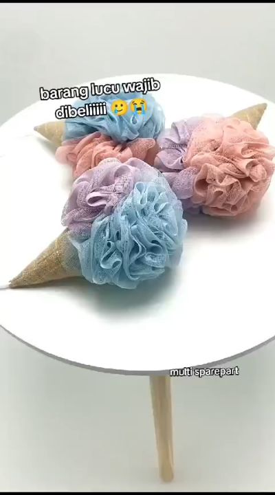 Shower Puff Cute Ice Cream Cone spon Mandi bentuk Lucu Korean Bath ...