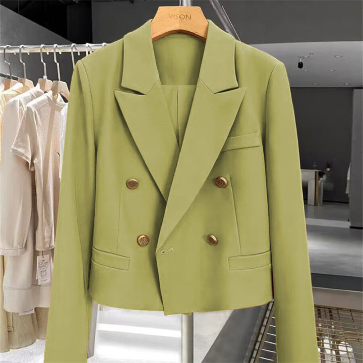 Casual Short Double-Breasted Suit Jacket Elegant Ladylike Versatile ...