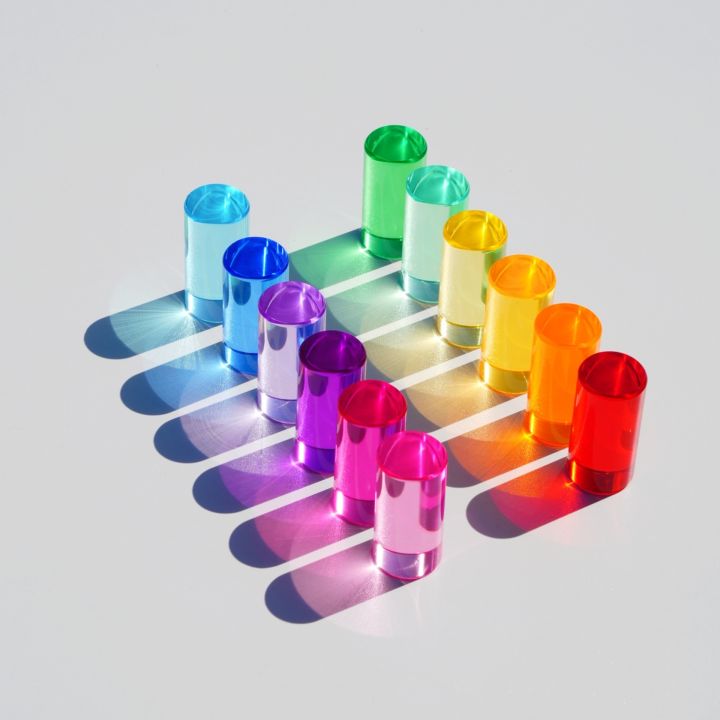 Rainbow acrylic high transparency crystal cylindrical building block ...