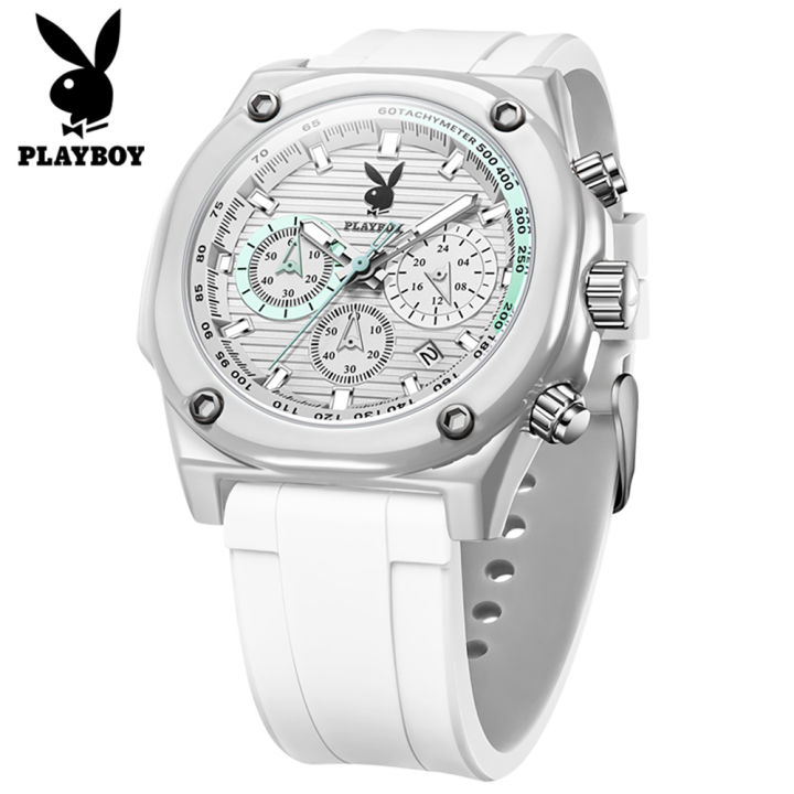 PLAYBOY Watch for Men Original Waterproof 100% Silicone Strap Sports ...