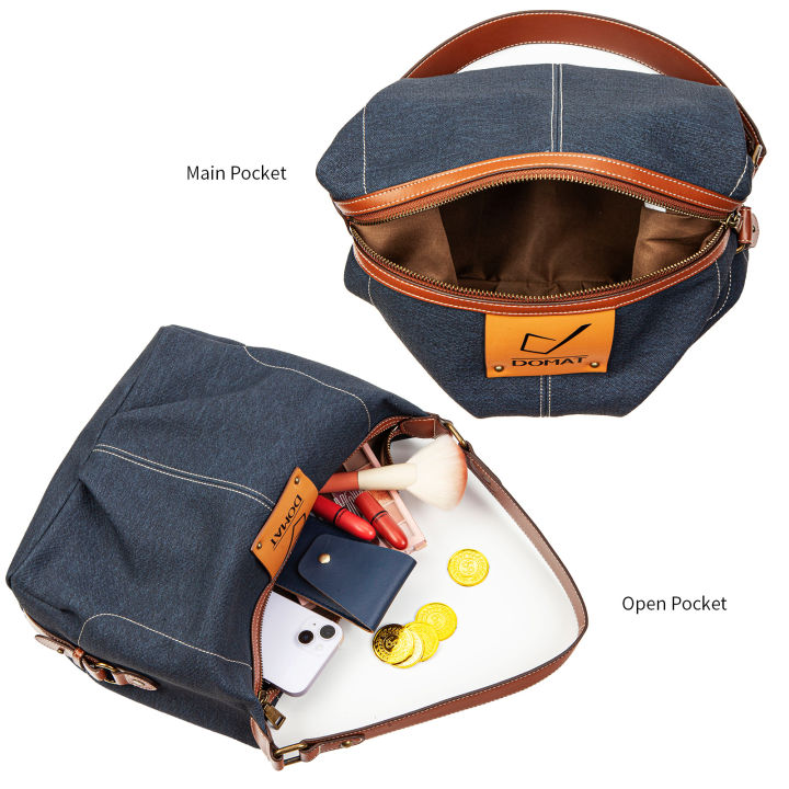 DOMAT Official Original women's shoulder bag leather trim casual ...