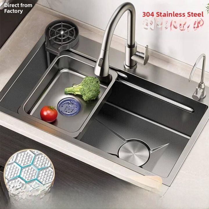 Thickened Stainless Steel Nano Honeycomb Texture Kitchen Sink Large ...