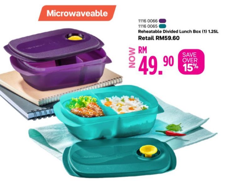 READY STOCK TUPPERWARE REHEATABLE DIVIDED LUNCH BOX | Lazada