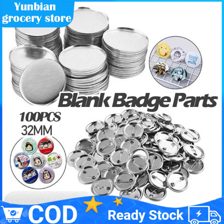 32MM 100Pcs Blank Badge Parts Button Pin Sets Badge Material Badge ...