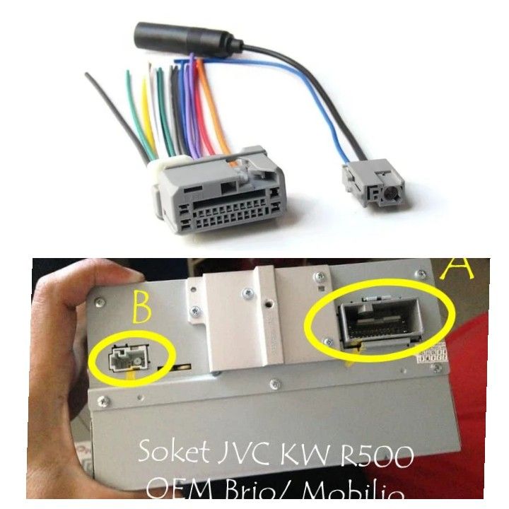 Soket head unit OEM bawaan Honda Brio / Mobilio JVC KW-R 500 termurah ...