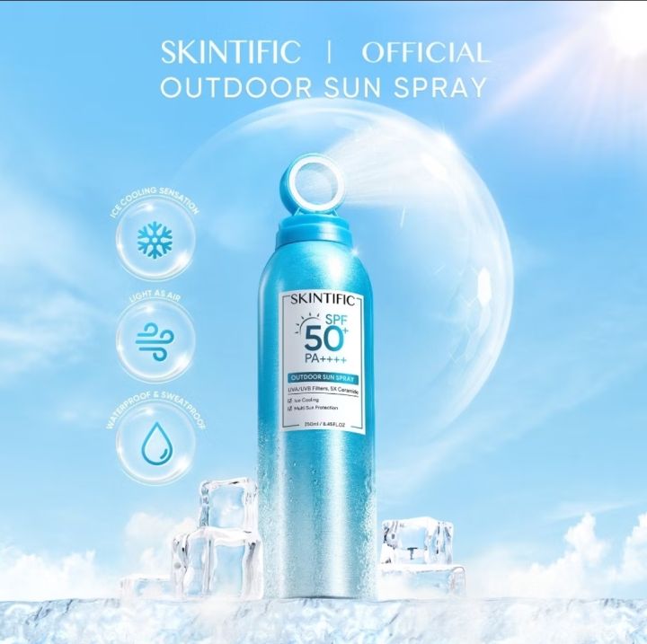 SKINTIFIC - Outdoor Sunscreen Spray SPF 50+ PA++++ 250ml | UV Mist Tone ...