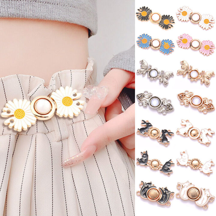 2 Cái Khóa Kẹp Thắt Lưng Quần Hoa Cúc / Nút Cài Bằng Kim Loại Điều ...
