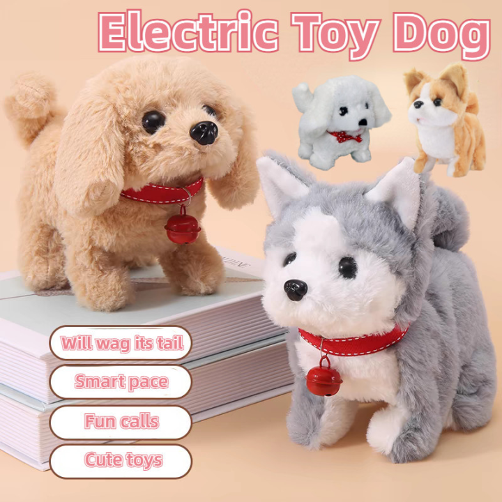 Electric Plush Dog Toys Puppy Doll Simulation Teddy Corgi Tail Wagging ...