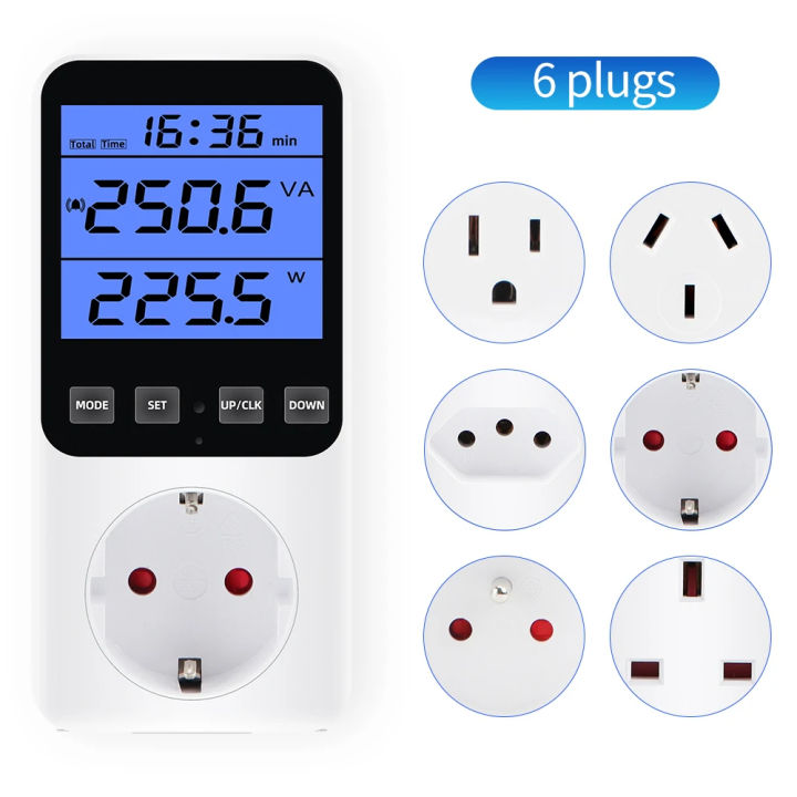 AC 220V Digital Power Wattmeter Electricity Consumption Tester Kwh ...