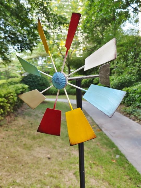 Outdoor Metal Windmill Decorative Item Rotating on Wind for Villa ...