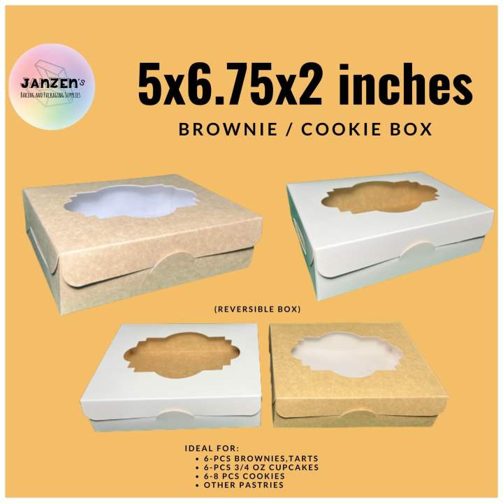 10 pcs 5x6.75x2 inches Brownie Box Cookie Box Reversible | Lazada PH