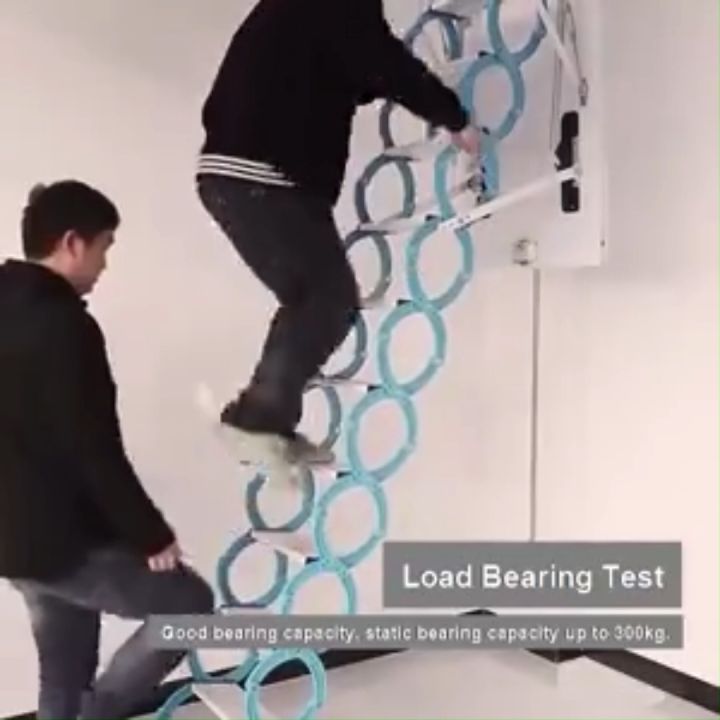 Loft telescopic staircase household indoor and outdoor duplex folding ...