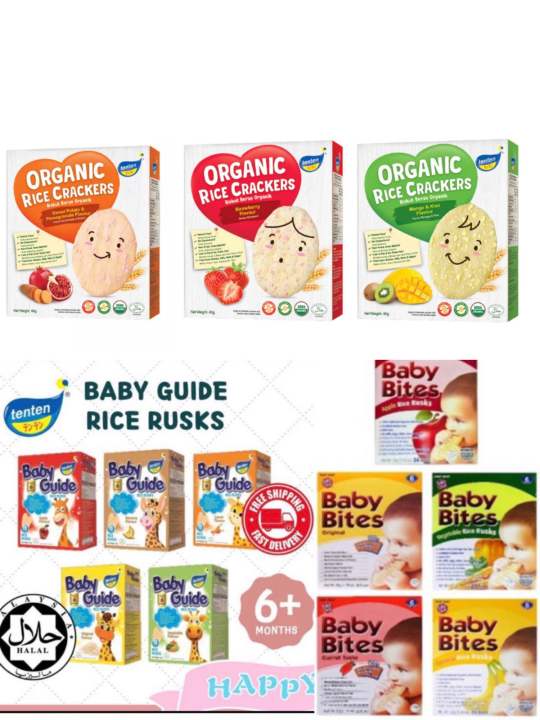 TEN TEN BABY GUIDE RICE RUSK 36GM (18pieces) FOR 6 MONTHS+ Apple/Banana ...