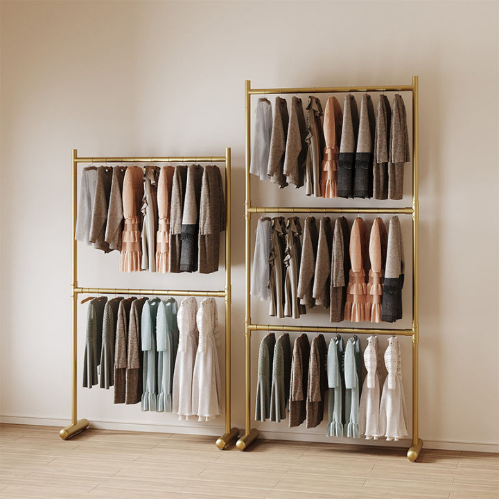 Bedroom Double-Layer Clothing Store Floor Clothes Hanger Bold Double ...