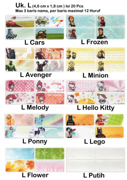 Stiker Label Nama Waterproff Uk. L (Besar)/Stiker Nama Anak/Stiker ...