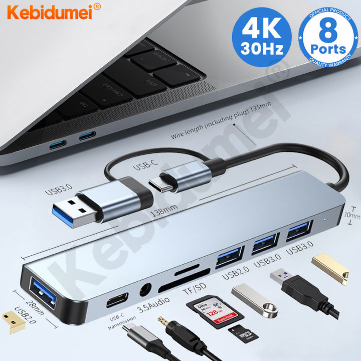 Kebidumei 8 in 1 Ports USB C Docking Station USB C Hub Multiple Monitor ...